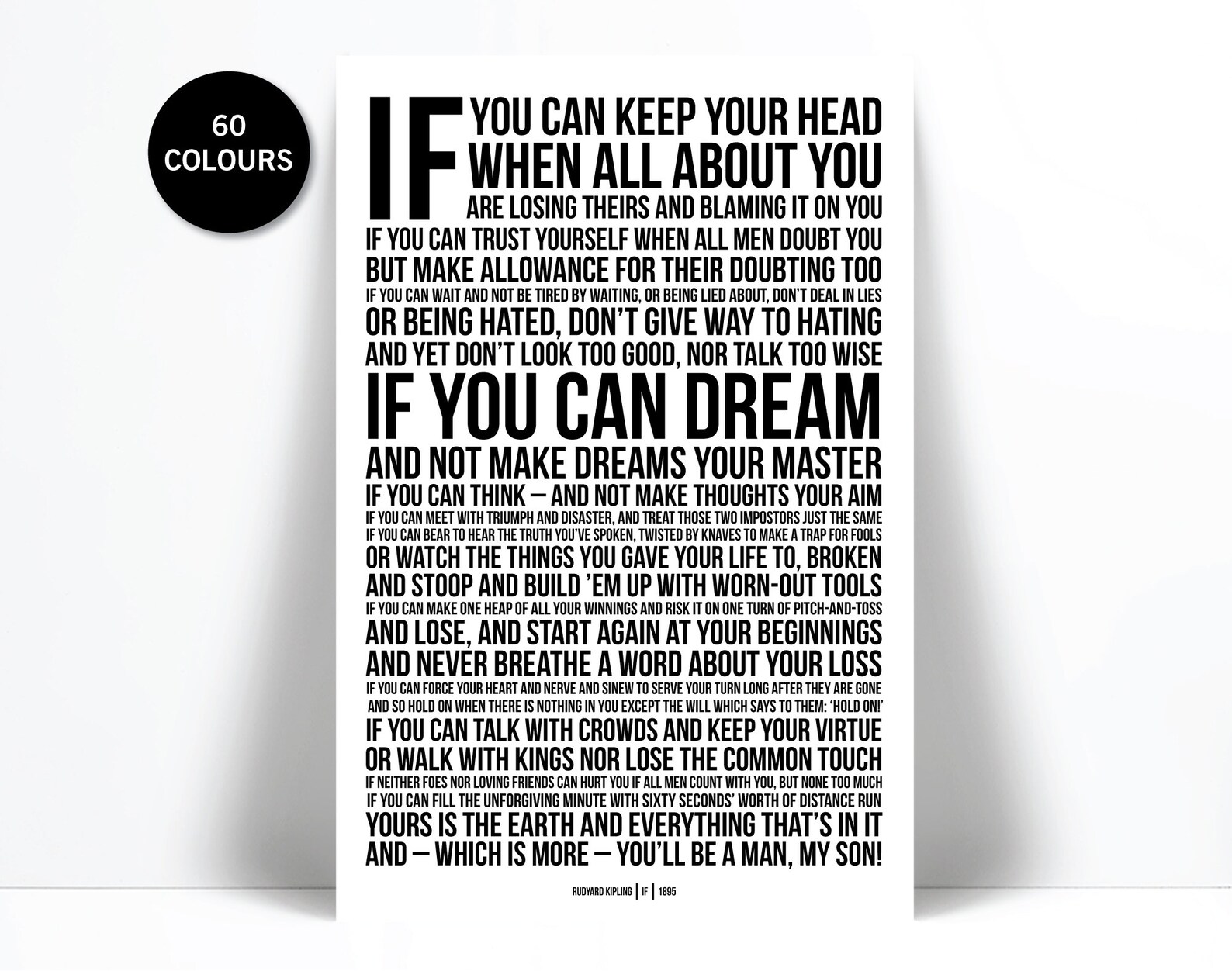 If by Rudyard Kipling Art Print Poetry Quote Poster - Etsy