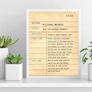 The Velveteen Rabbit by Margery Williams - Library Card Art Print ...