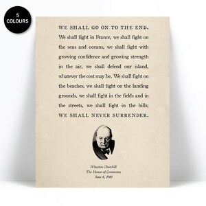 Winston Churchill Quote Art Print - We Shall Fight on the Beaches ...