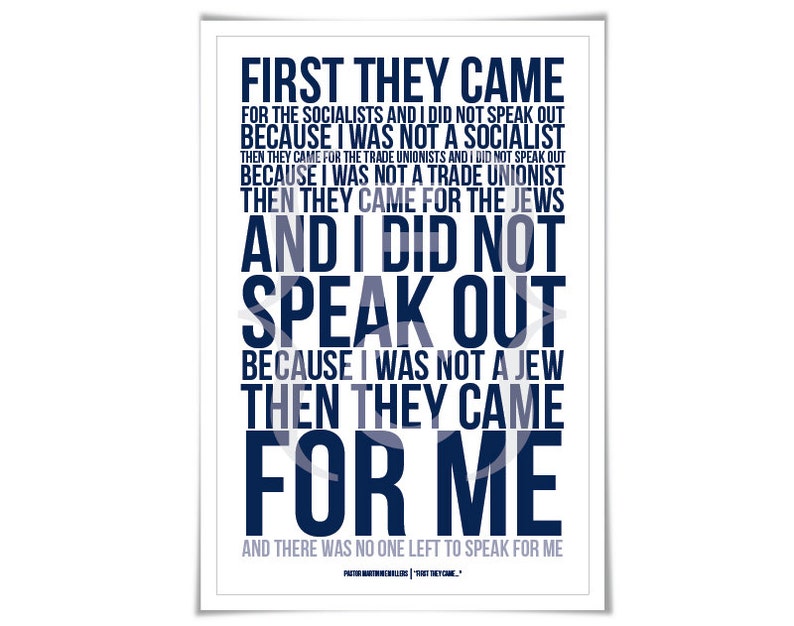 First They Came Then They Came For Me Art Print Martin | Etsy