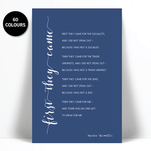 Print of First They Came Poem - Etsy