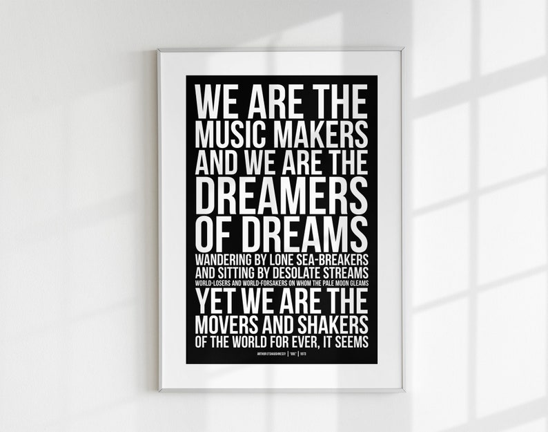 We Are the Music Makers Art Print - Arthur O'shaughnessy Poetry Poster ...