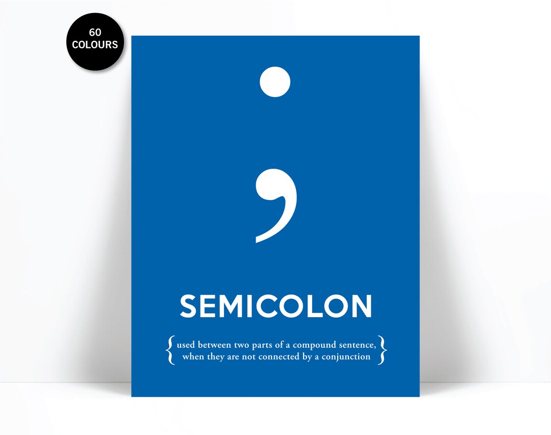 Semicolon - Typographic Print - Punctuation Print - Graphic Designer ...