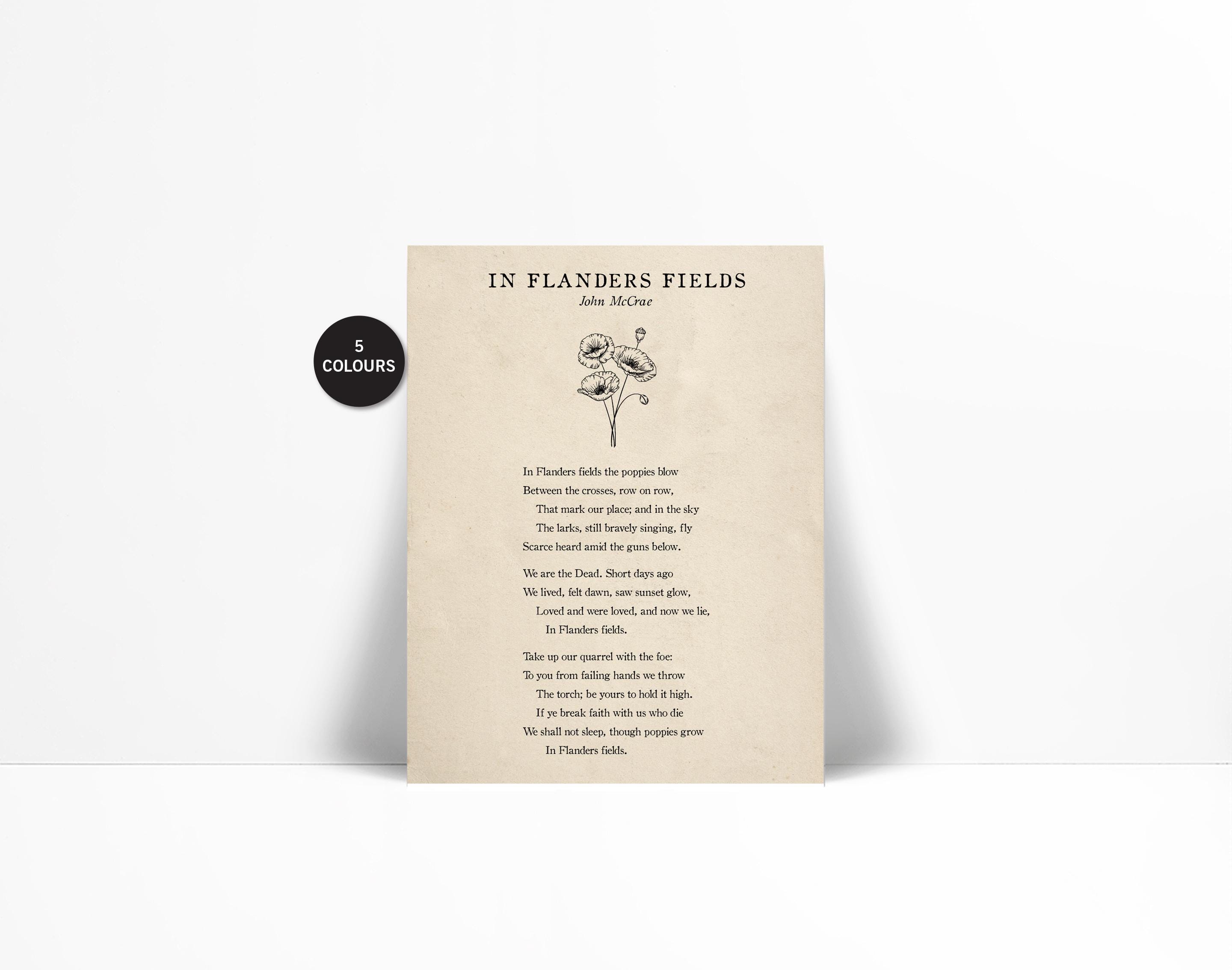 In Flanders Fields by John Mccrae Art Print - Remembrance Day ...