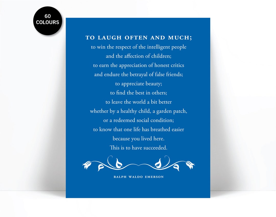 Ralph Waldo Emerson Quote Art Print - to Laugh Often - Graduation Gift ...