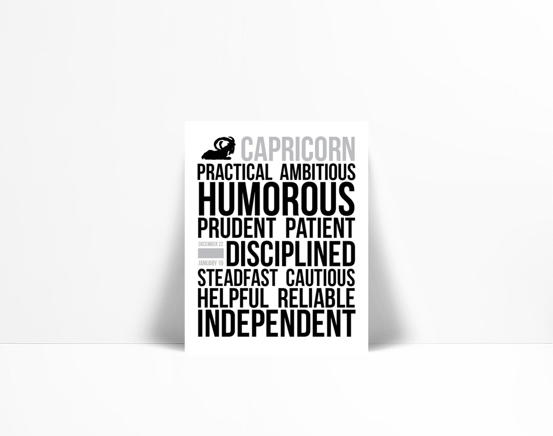 Capricorn Personality Character Traits - Black White Subway Art Print ...