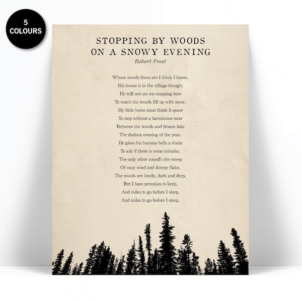 Stopping by Woods on a Snowy Evening - Etsy