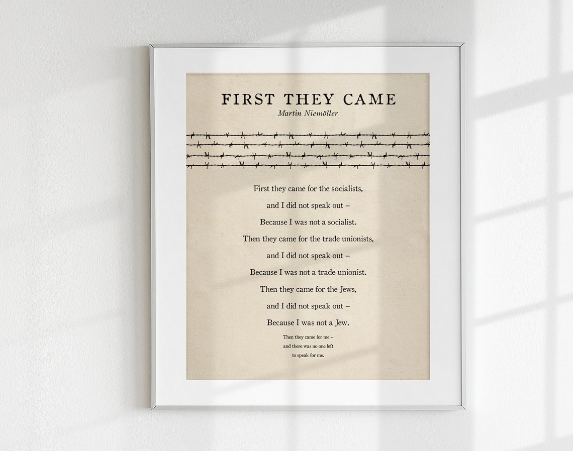 First They Came Then They Came for Me Art Print - Martin Niemöller ...