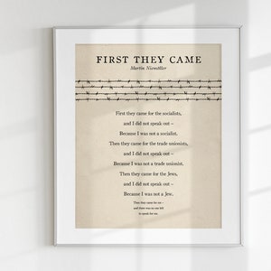 First They Came Then They Came for Me Art Print - Martin Niemöller ...