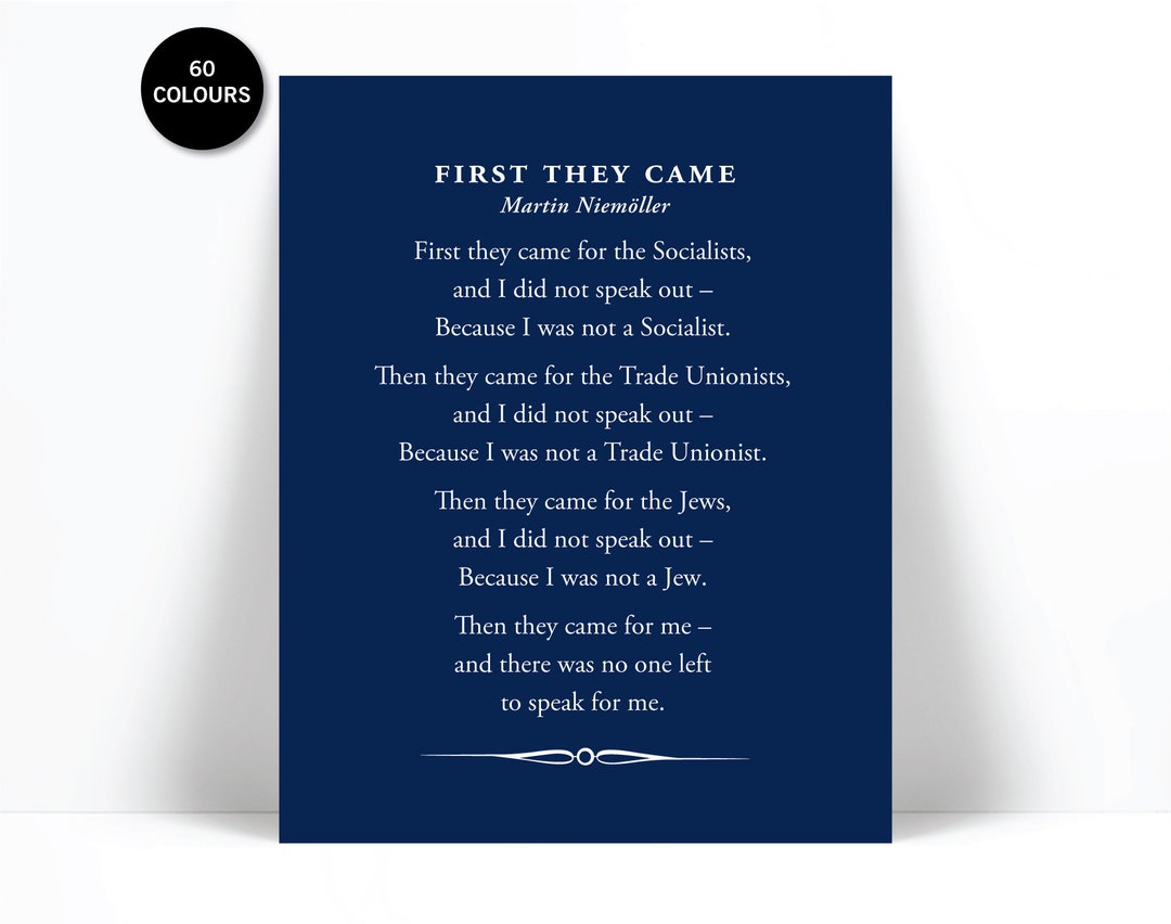 First They Came Then They Came for Me Art Print - Martin Niemöller ... First They Came Then They Came for Me Art Print - Martin Niemöller ...