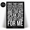 First They Came Then They Came for Me Art Print Martin Niemöller ...