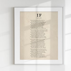 If by Rudyard Kipling Art Print - Poetry Quote Poster - Motivational ...