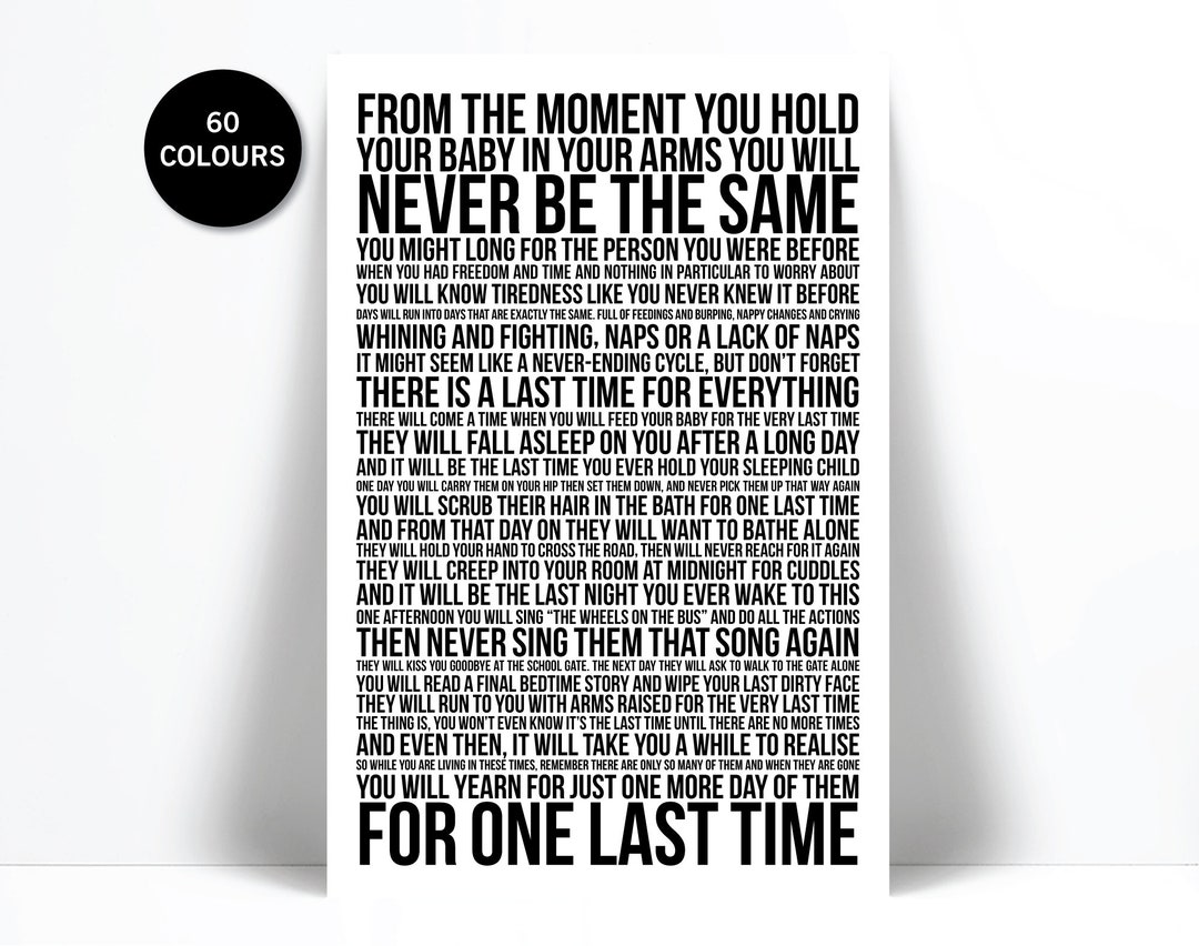 The Last Time Poem Art Print Nursery Decor New Parents Gift Mothers Day ...