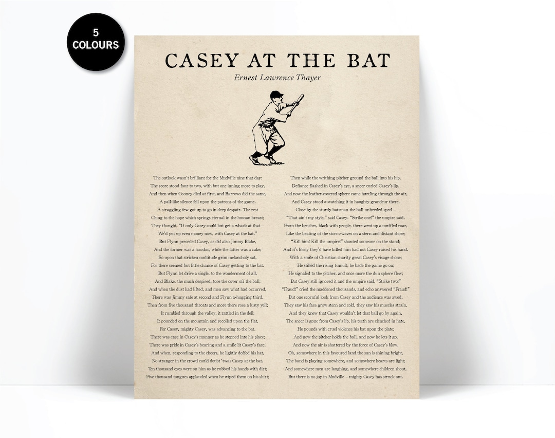 Casey at the Bat by Ernest Thayer Art Print - Baseball Fan Art ...