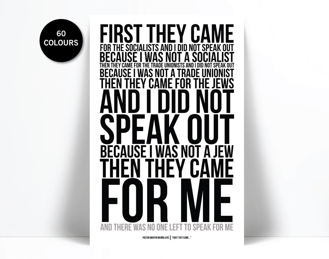 First They Came Then They Came for Me Art Print - Martin Niemöller ... First They Came Then They Came for Me Art Print - Martin Niemöller ...