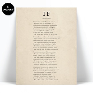 If by Rudyard Kipling Art Print - Poetry Quote Poster - Motivational ...