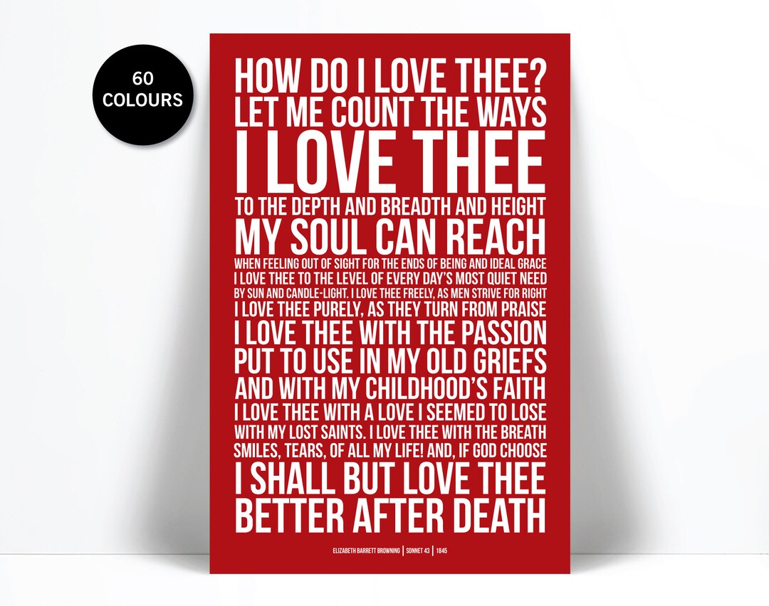 How Do I Love Thee Elizabeth Barrett Browning Art Print - Poster for ...