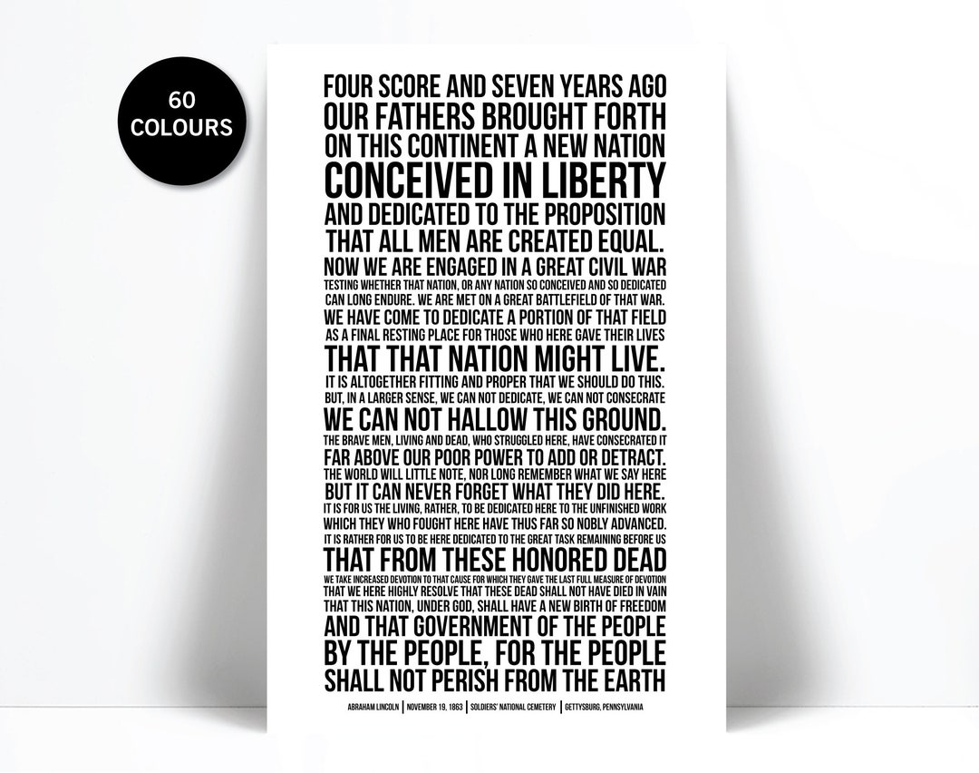 Abraham Lincoln Gettysburg Address Quote Art Print - Presidential ...