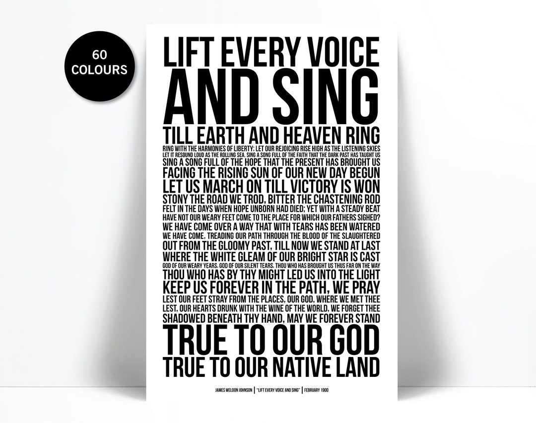 Lift Every Voice and Sing Art Print - Civil Rights Quote Poster - Black ...