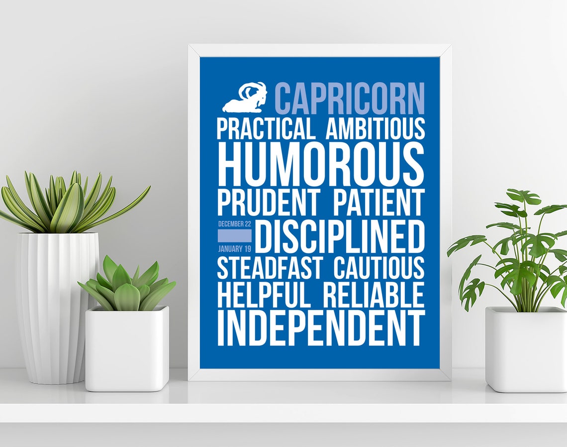 Capricorn Personality Character Traits - Subway Art - Typography Poster ...