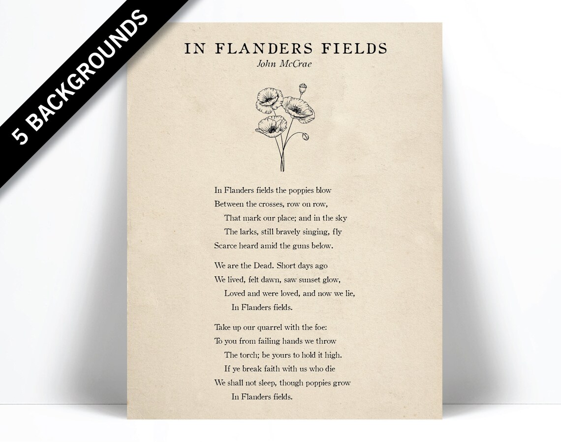 In Flanders Fields by John Mccrae Art Print Remembrance Day - Etsy