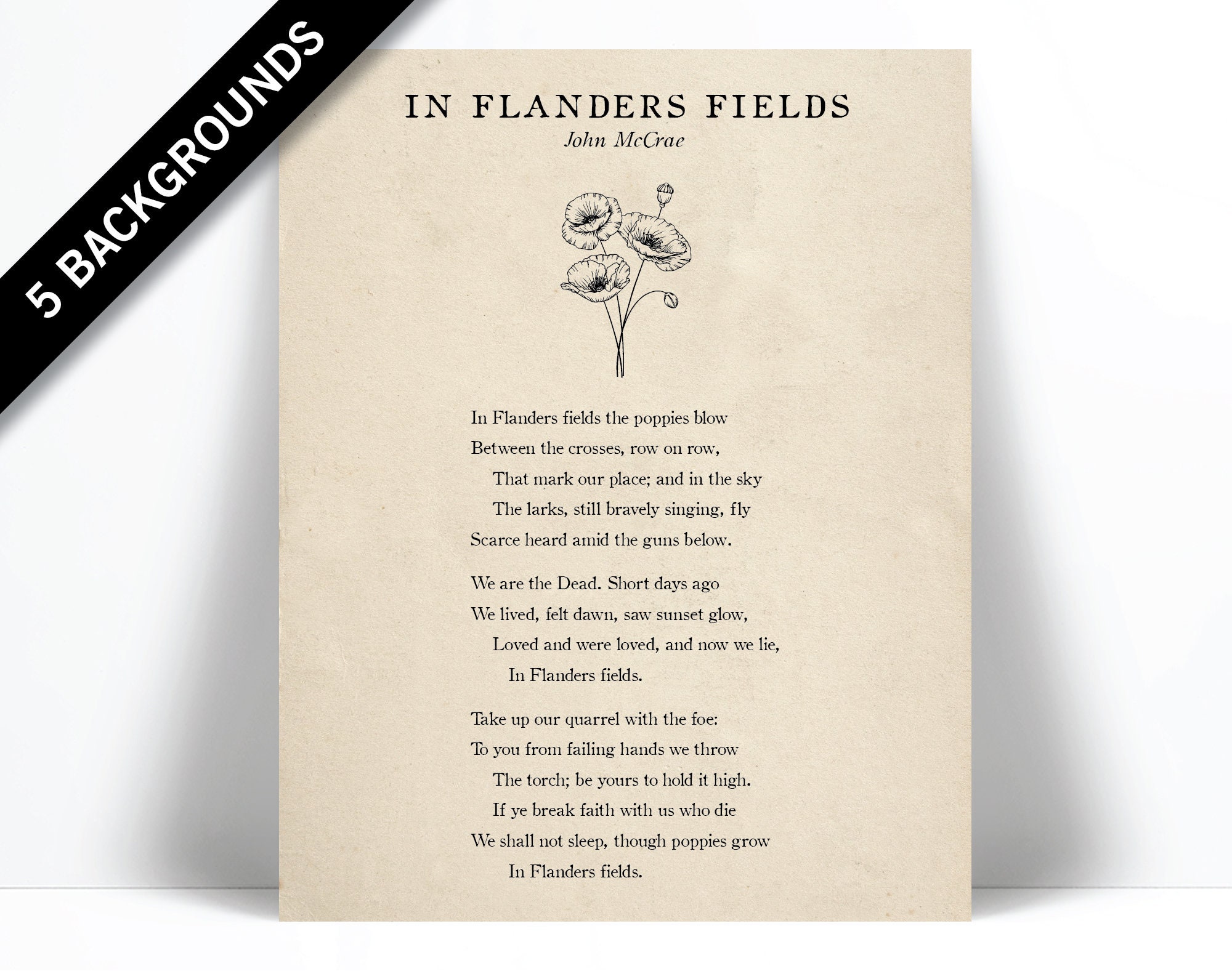 In Flanders Fields by John Mccrae Art Print Remembrance Day - Etsy Canada