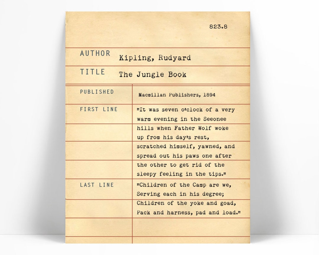 The Jungle Book by L. Rudyard Kipling - Library Card Art Print - Book ...