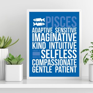 Pisces Personality Character Traits - Subway Art Print - Typography ...