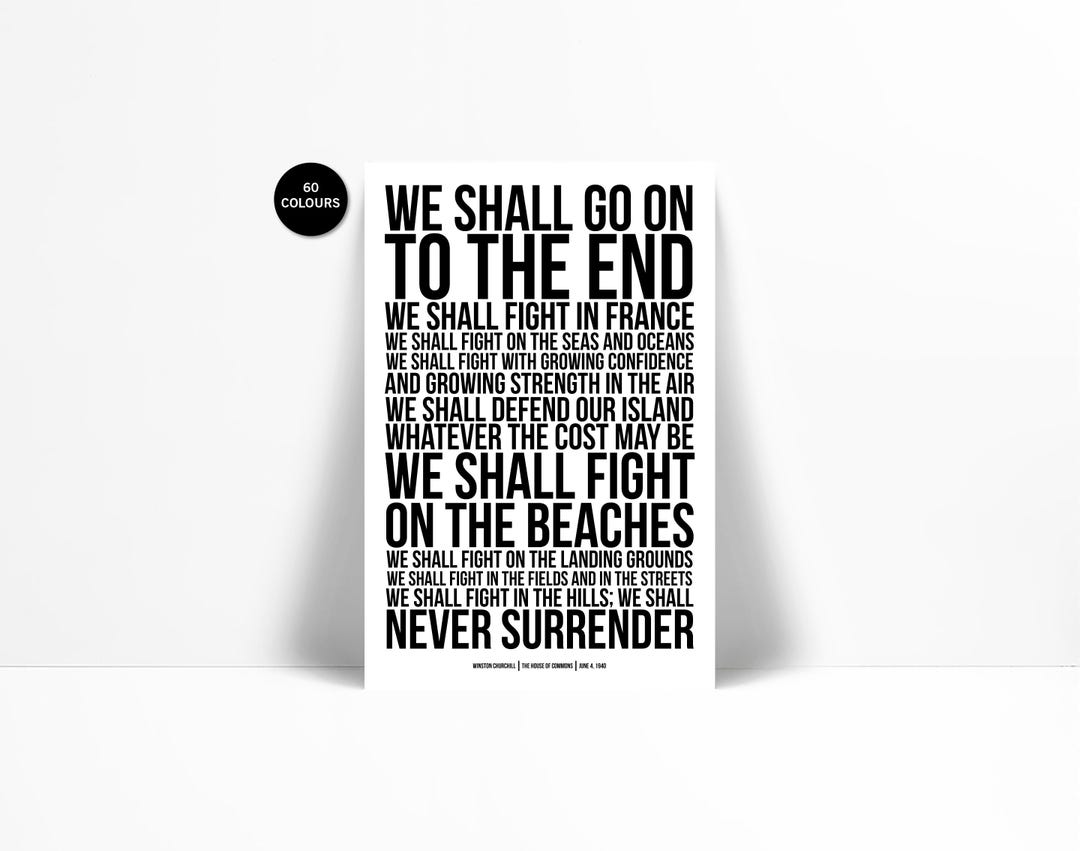 Winston Churchill Quote Art Print - We Shall Fight on the Beaches ...
