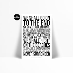 Winston Churchill Quote Art Print - We Shall Fight on the Beaches ...