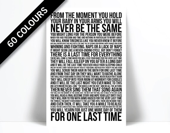 The Last Time Poem Art Print Nursery Decor New Parents | Etsy Canada