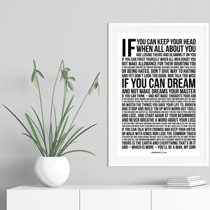 If by Rudyard Kipling Art Print - Poetry Quote Poster - Inspirational ...