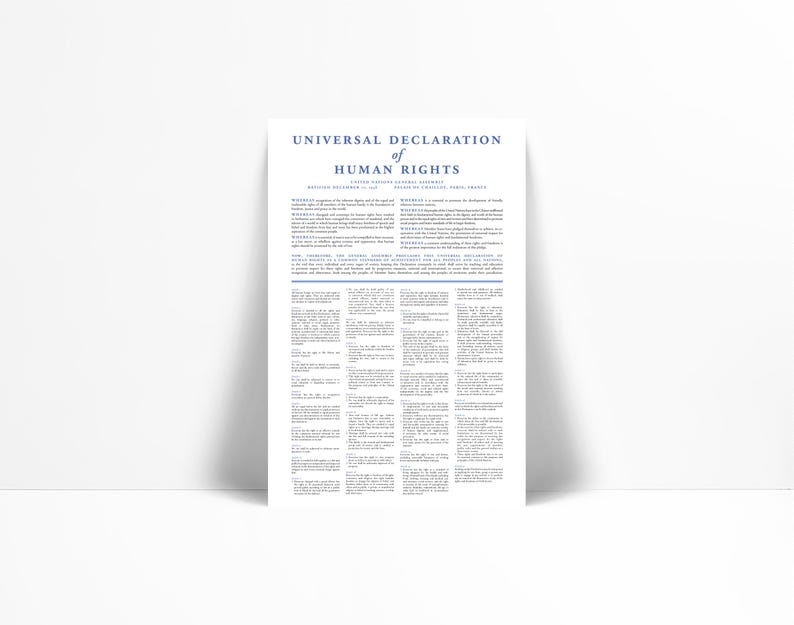 Universal Declaration of Human Rights Art Print - International Human ...