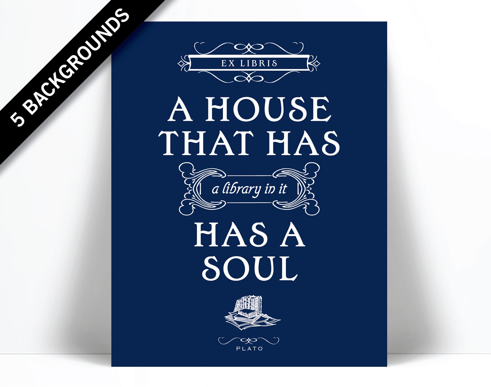Library Wall Art Poster A House That Has A Library in It - Etsy