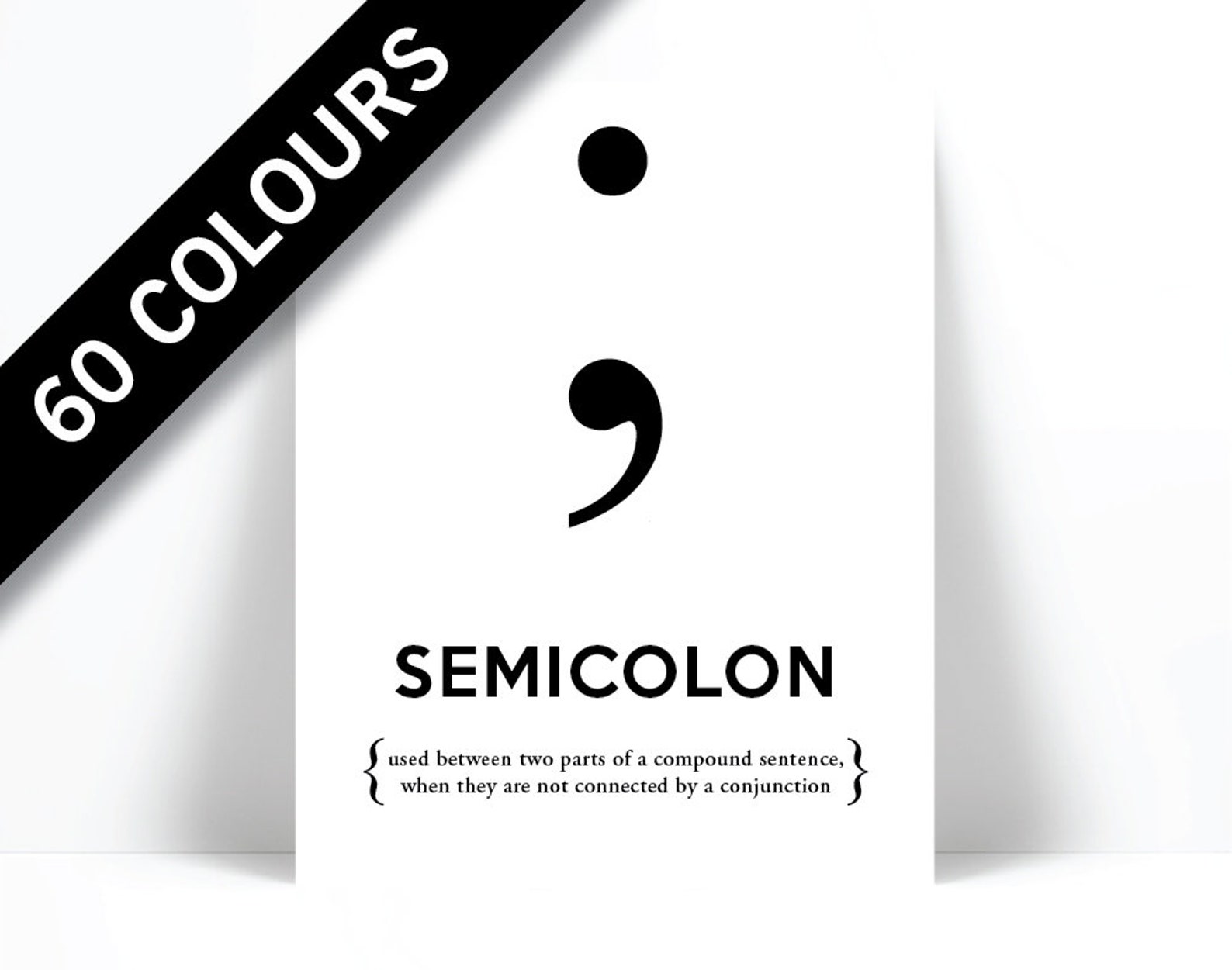 Semicolon Art Print Punctuation Poster Grammar Art Print | Etsy
