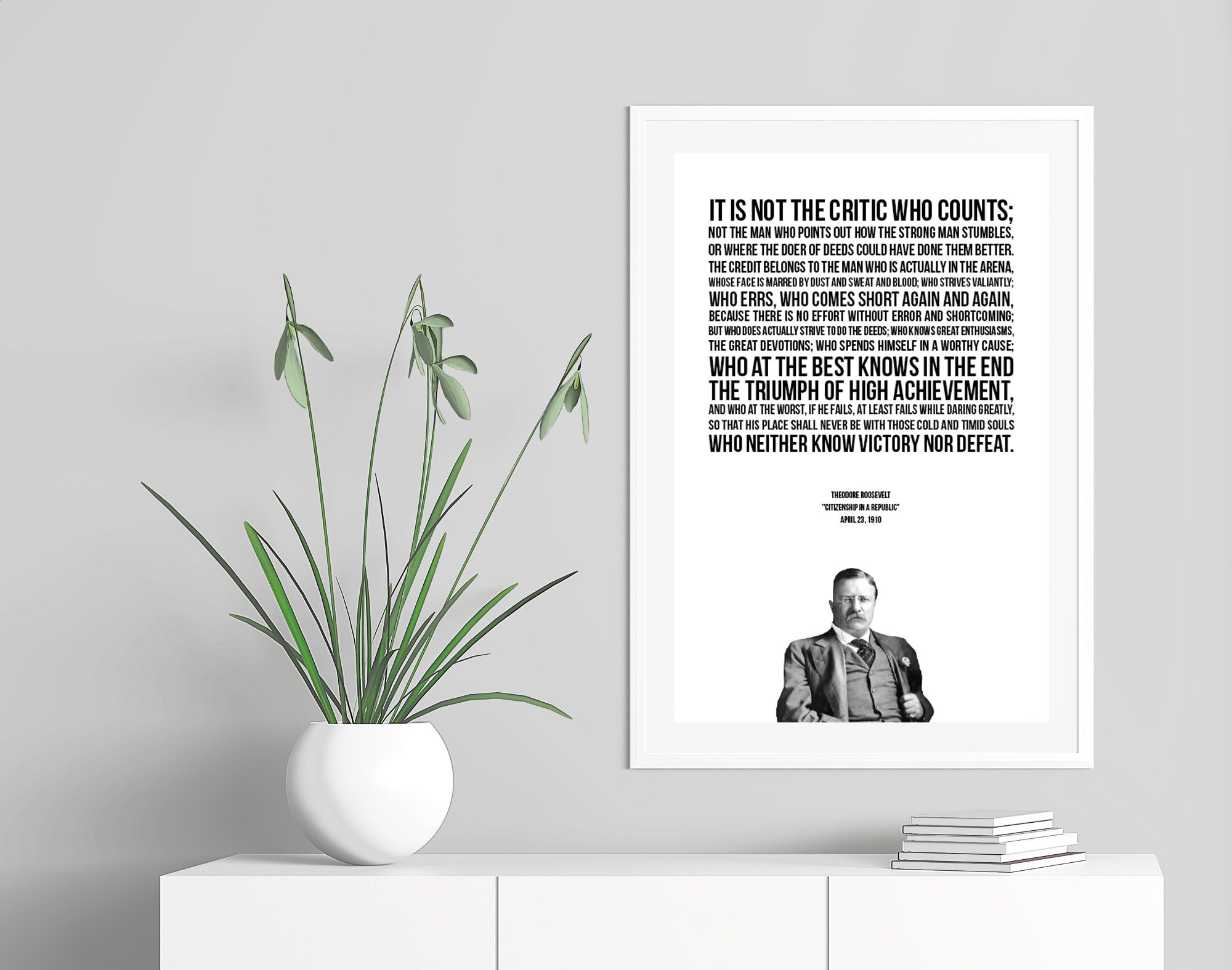 Theodore Roosevelt - Man in the Arena Speech - Typographic Print ...