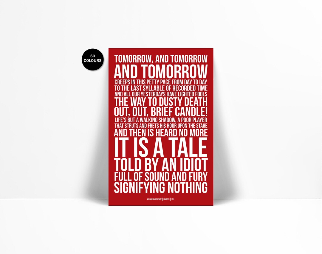 William Shakespeare Quote Art Print - Macbeth Poster - Literature ...