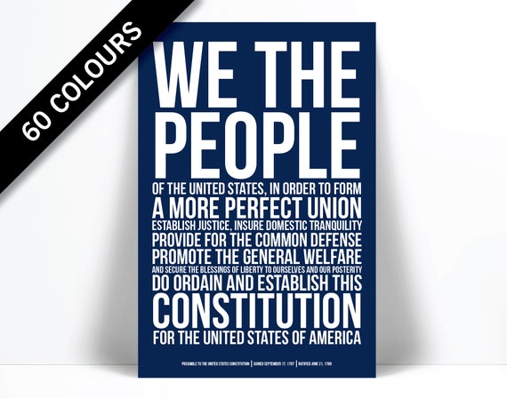 Preamble to the US Constitution Art Print Political American | Etsy