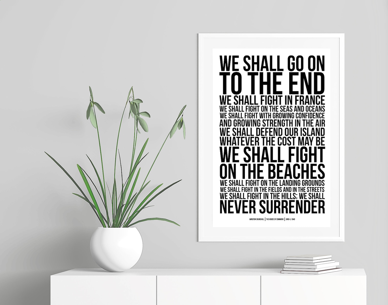Winston Churchill Quote Art Print - We Shall Fight on the Beaches ...