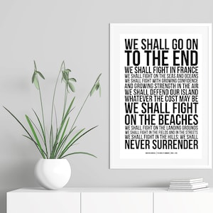 Winston Churchill Quote Art Print - We Shall Fight on the Beaches ...