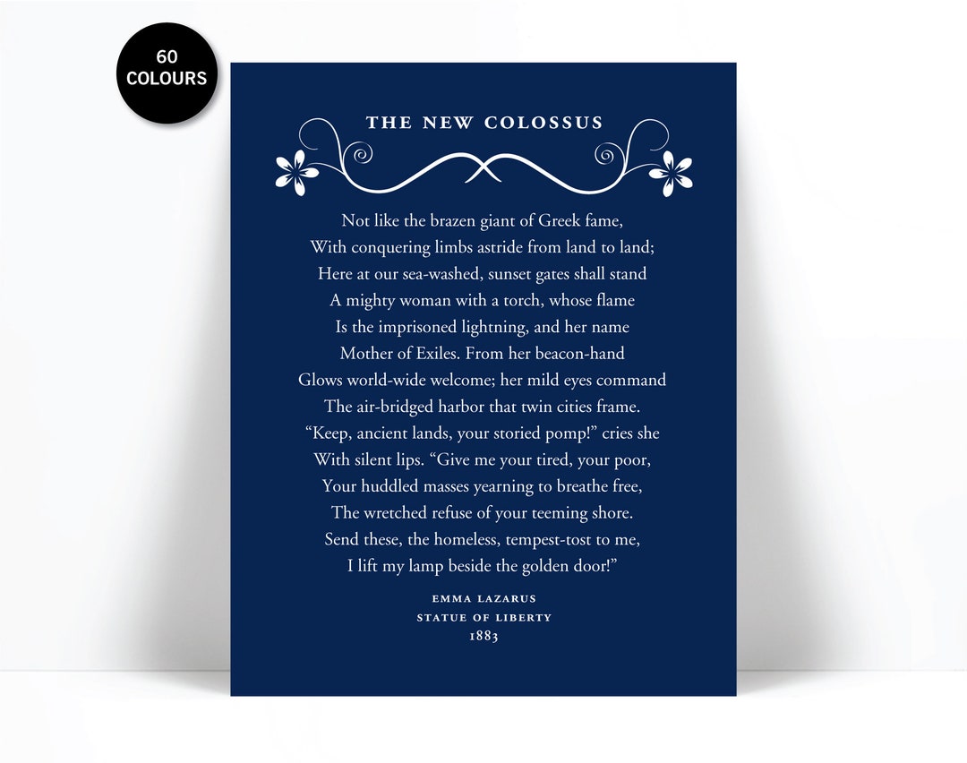 Give Me Your Tired Your Poor Art Print - New Colossus Poem Poster ...