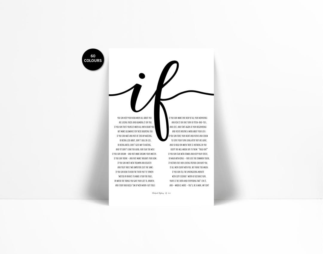 If by Rudyard Kipling - Poetry Quote Poster - Motivational Art ...