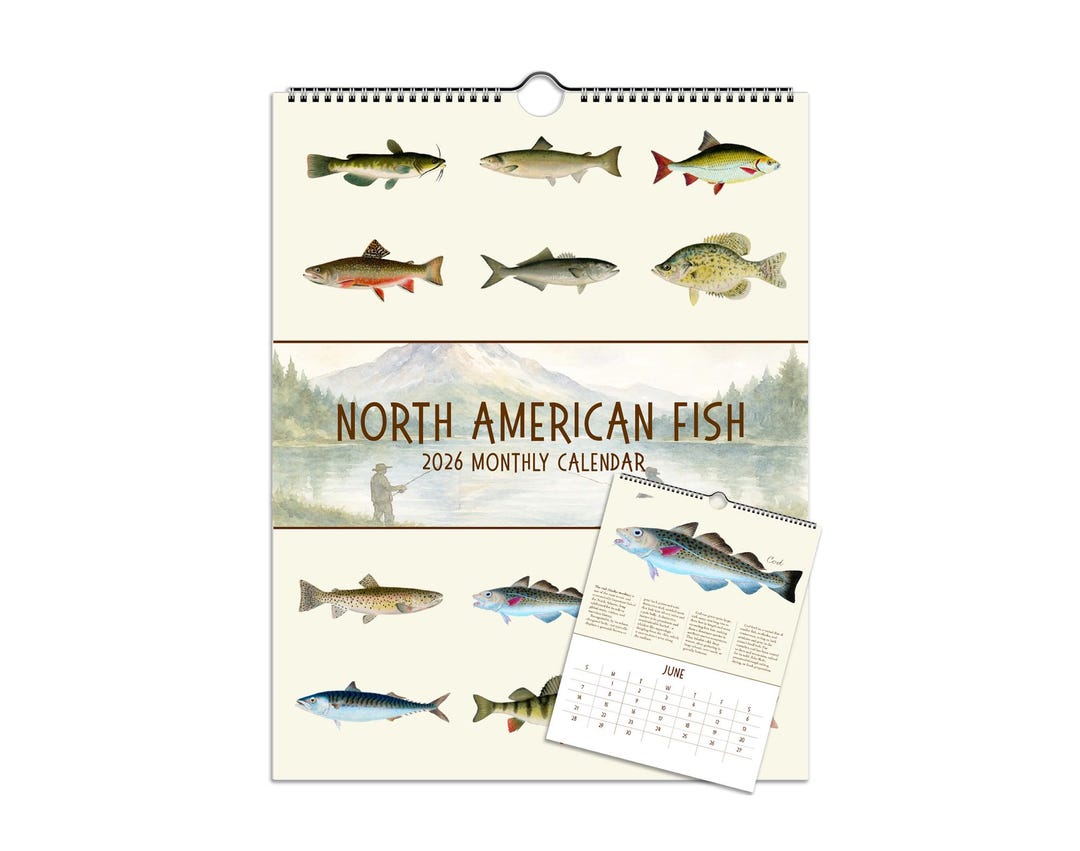North American Fish 2026 Monthly Calendar - Fisherman Angler Gift ...