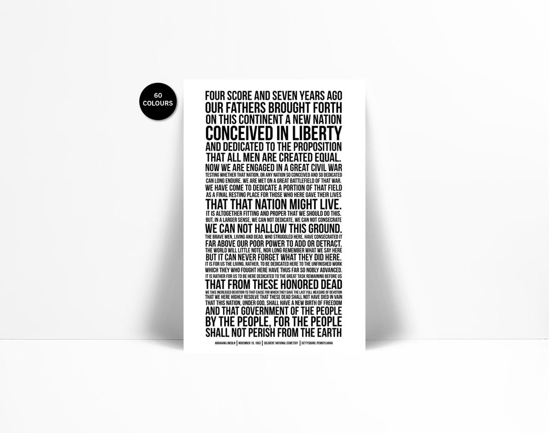 Abraham Lincoln Gettysburg Address Quote Art Print - Presidential ...