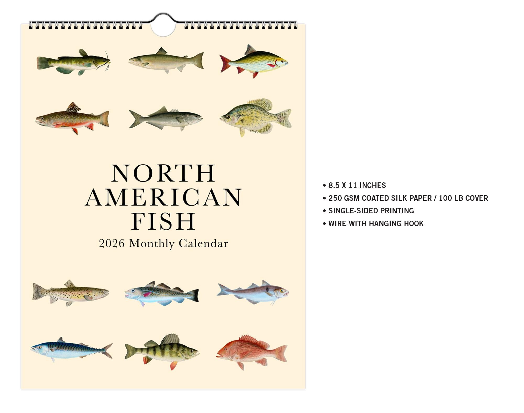 North American Fish 2026 Monthly Calendar - Fisherman Angler Gift ...