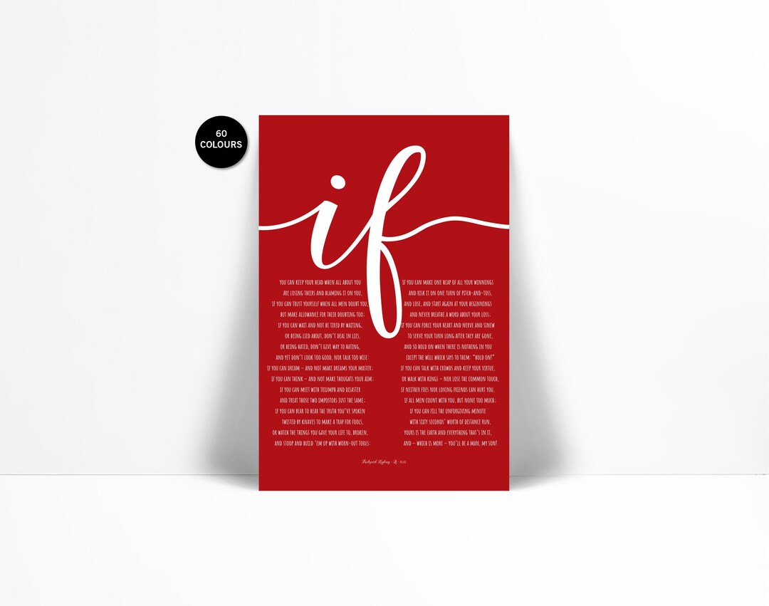 If by Rudyard Kipling - Poetry Quote Poster - Motivational Art ...