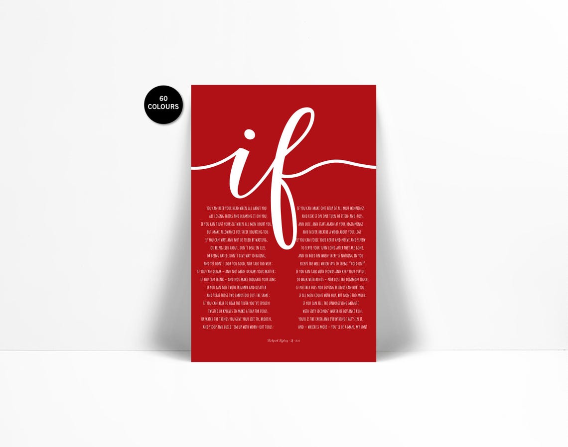 If by Rudyard Kipling - Poetry Quote Poster - Motivational Art ...