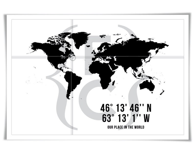 GPS Coordinates Art Print Personalized Map Customized | Etsy