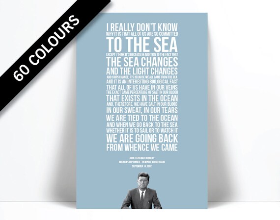 John Fitzgerald Kennedy Ocean Speech Art Print JFK Poster | Etsy