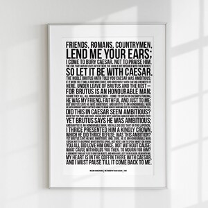 William Shakespeare Quote Art Print - Friends Romans Countrymen ...